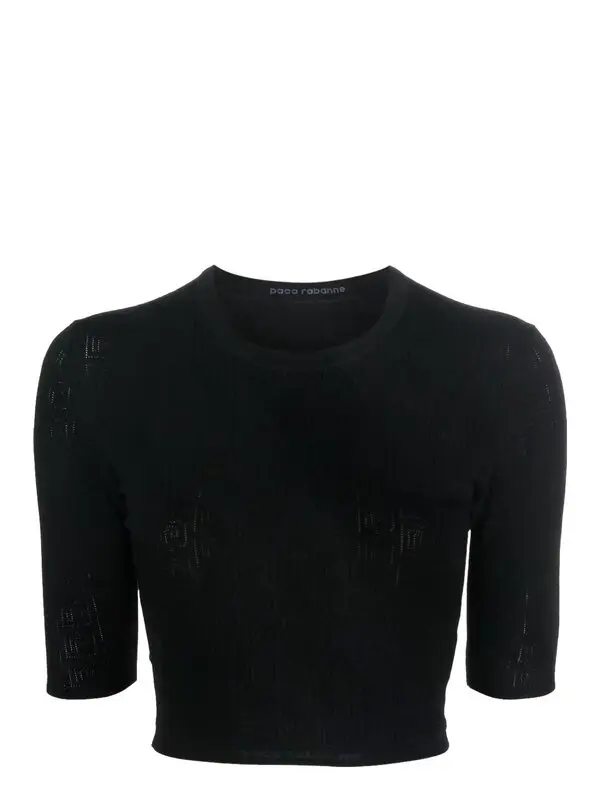 Rabanne Monogram Pattern Crop Top - Black