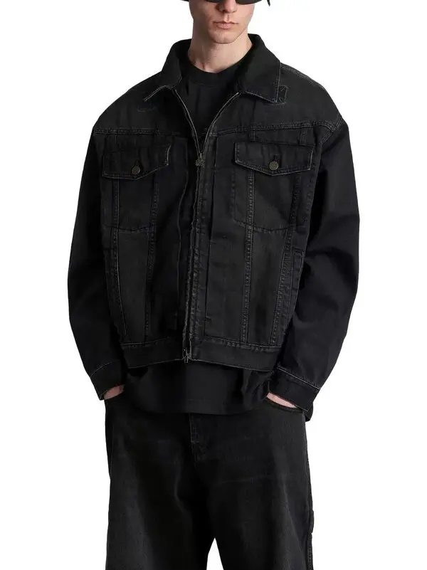 Vetements Zip-up Denim Jacket - Black