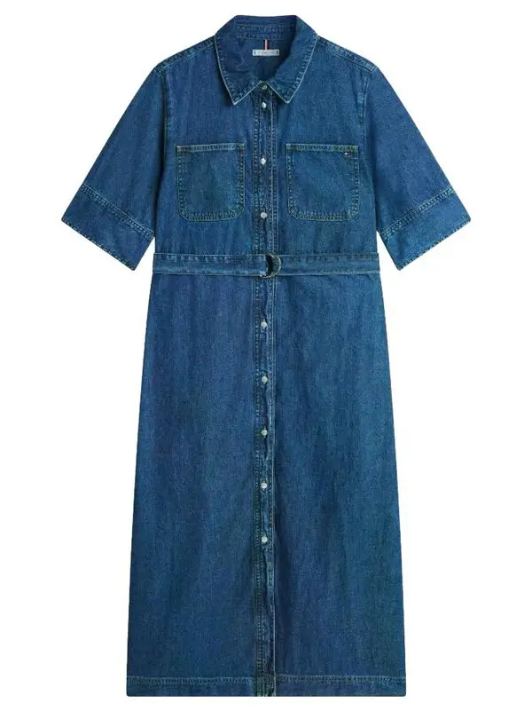 Tommy Hilfiger Belted Button-down Midi Dress - Blue