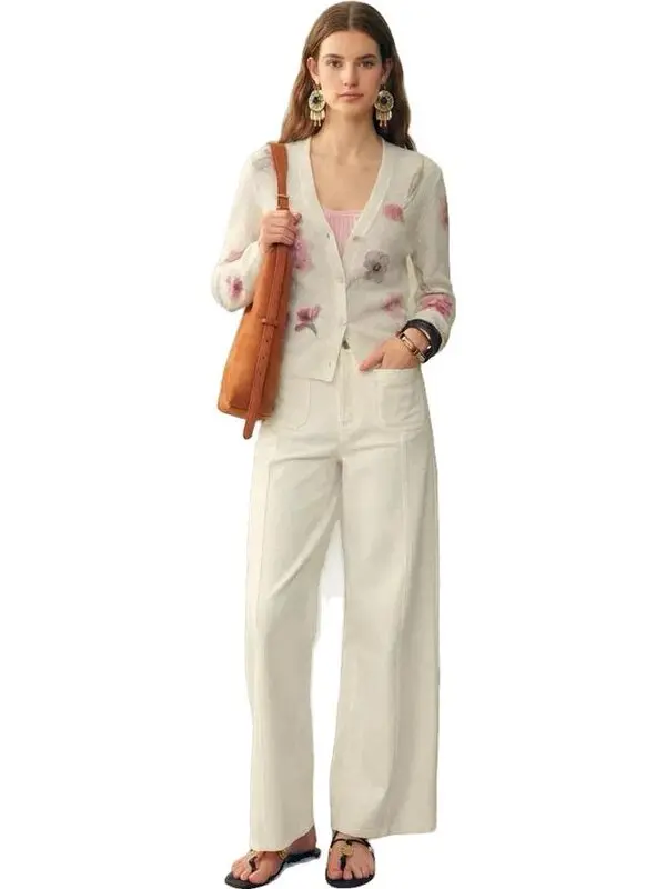 Fabrique Yuffie Flora Knit Cardigan In Merino-alpaca With Lyocell - Multicolor