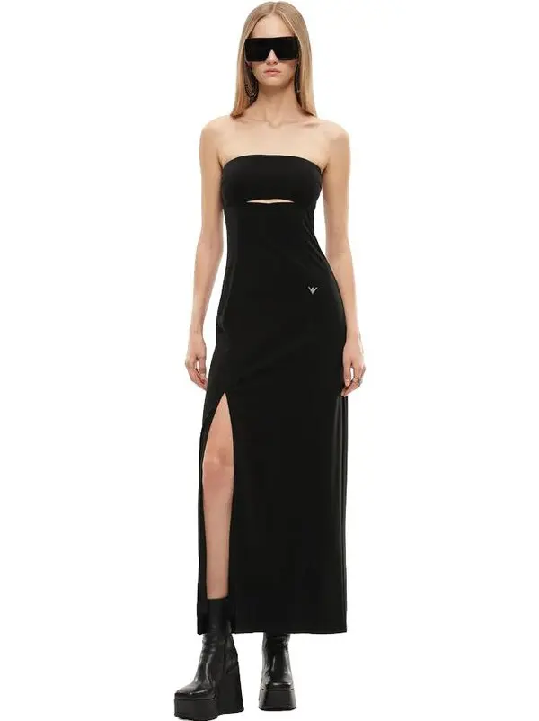 Fabrique Obsidian Strapless Gown With Cutout Detail - Black