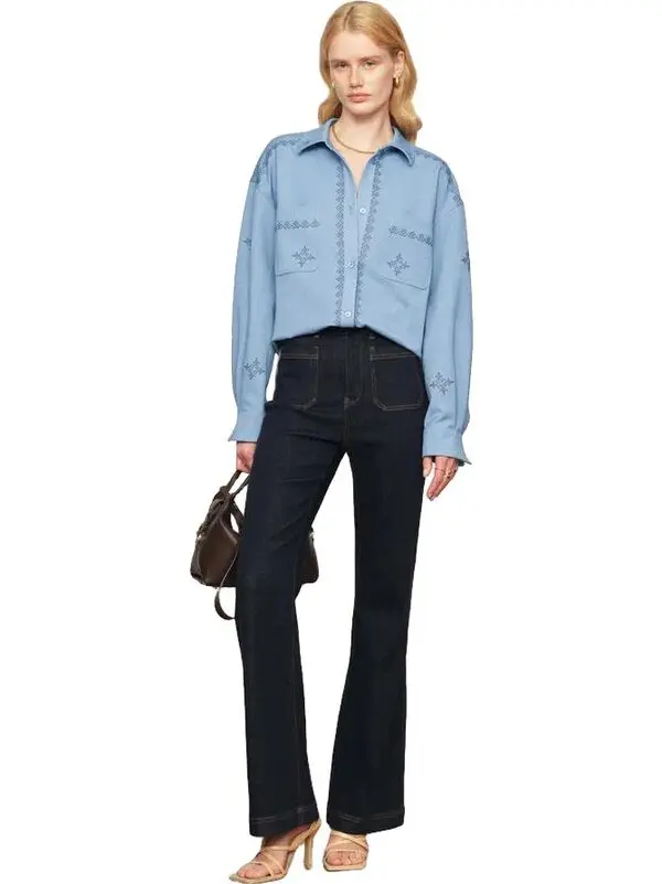 Fabrique Helia Embroidered Shirt - Blue