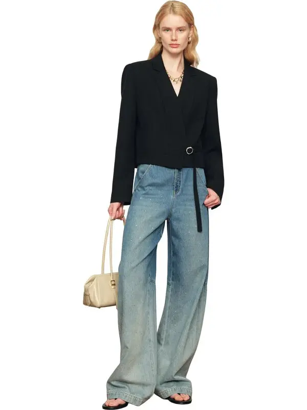 Fabrique Olivia Signature Hand Stitch Blazer In Sheep Wool - Black