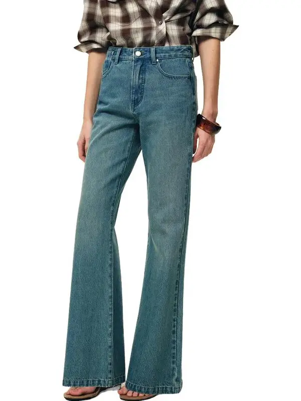 Fabrique Molly Washed Bootcut Jeans In Cotton Denim - Blue