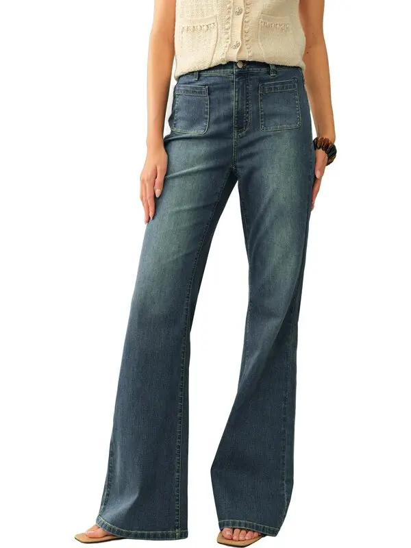 Fabrique Sita French Style Denim Flare Jeans - Blue
