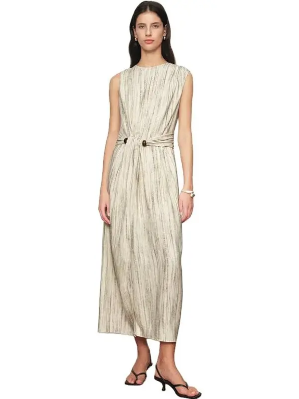 Fabrique Felicia Sleeveless Textured Stripe Maxi Dress - Multicolor