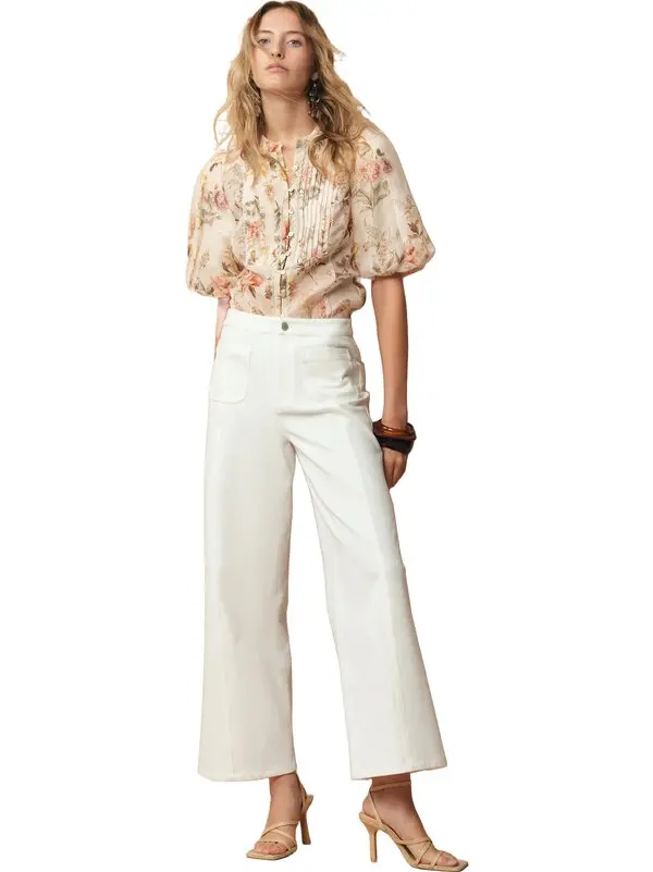 Fabrique Floris Floral Print Sheer Lace Top - Multicolor