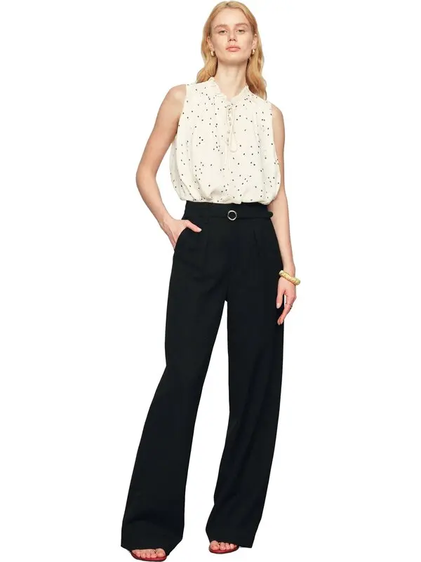 Fabrique Anaïs Polka Dot Sleeveless Silk Georgette Blouse - Black