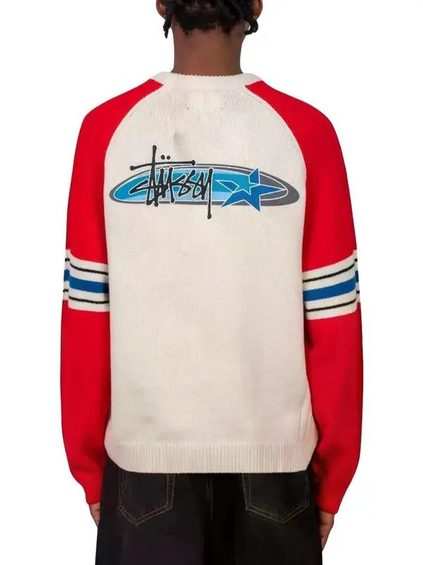 StÜssy Logo Print Raglan Sleeve Sweater - Red