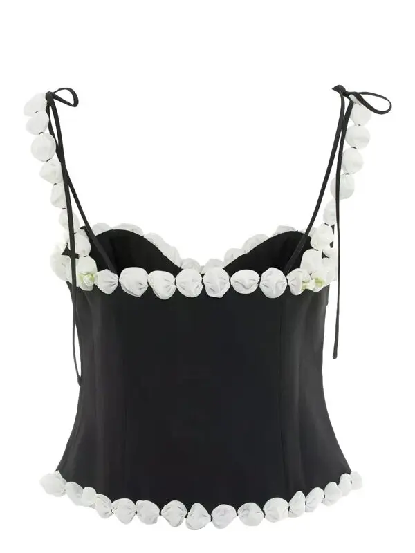 STOLEN STORES Corset Top With Puff Trim - Black