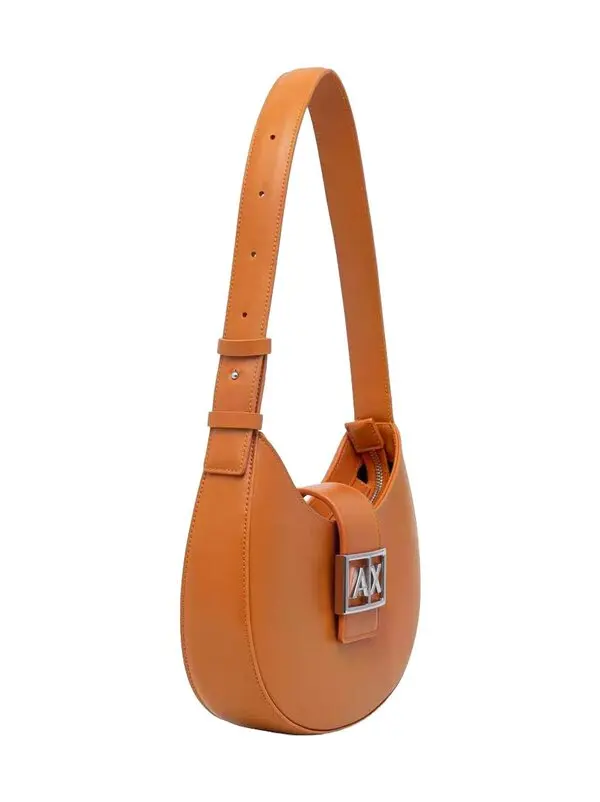 Armani Exchange Curved Tote Bag With Logo Plaque - Orange