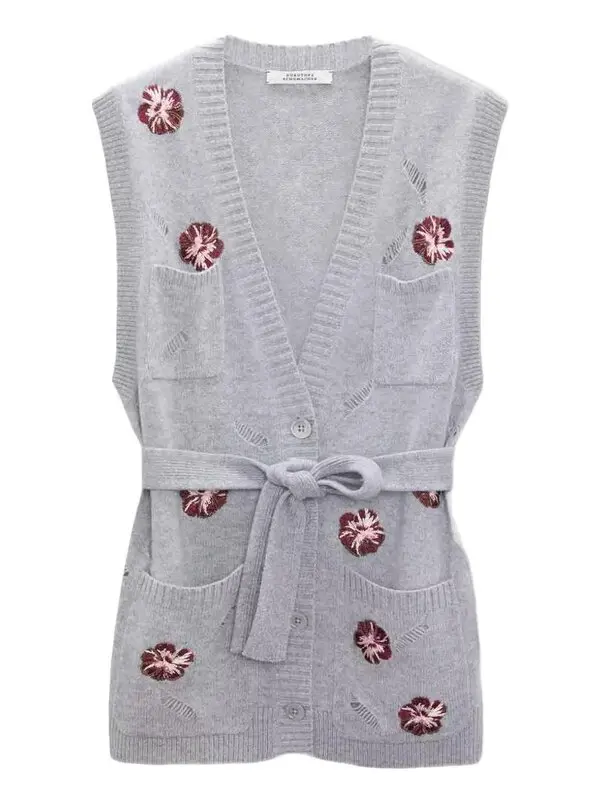 Dorothee Schumacher Sleeveless Cardigan With Floral Embroidery - Grey