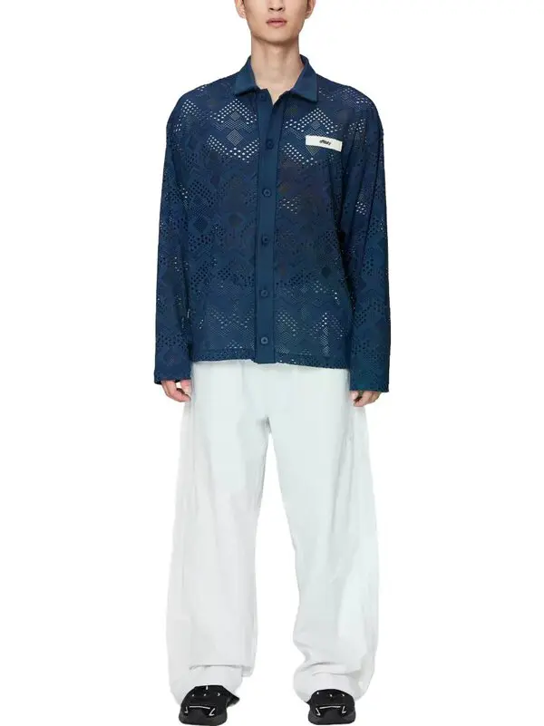 OFF DUTY Nauru Geometric-perforated Logo-patch Shirt - Blue