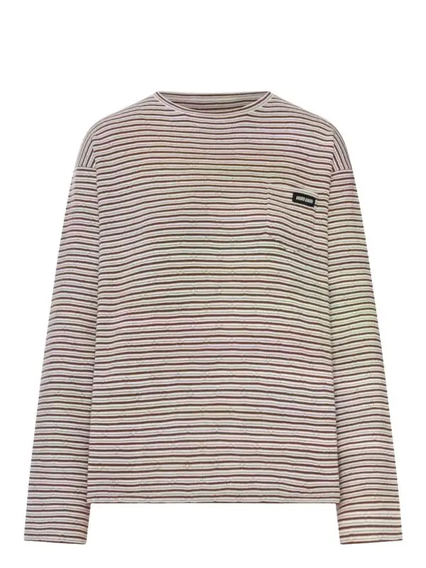 Miu Miu Striped Cotton Sweater - White