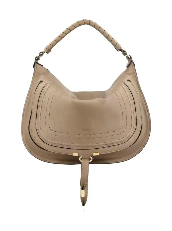 Chloé Marcie Saddle-stitch Shoulder Bag - Neutrals