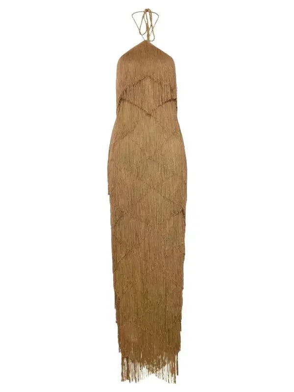 BLESS Laguna Fringe-trimmed Maxi Dress - Brown