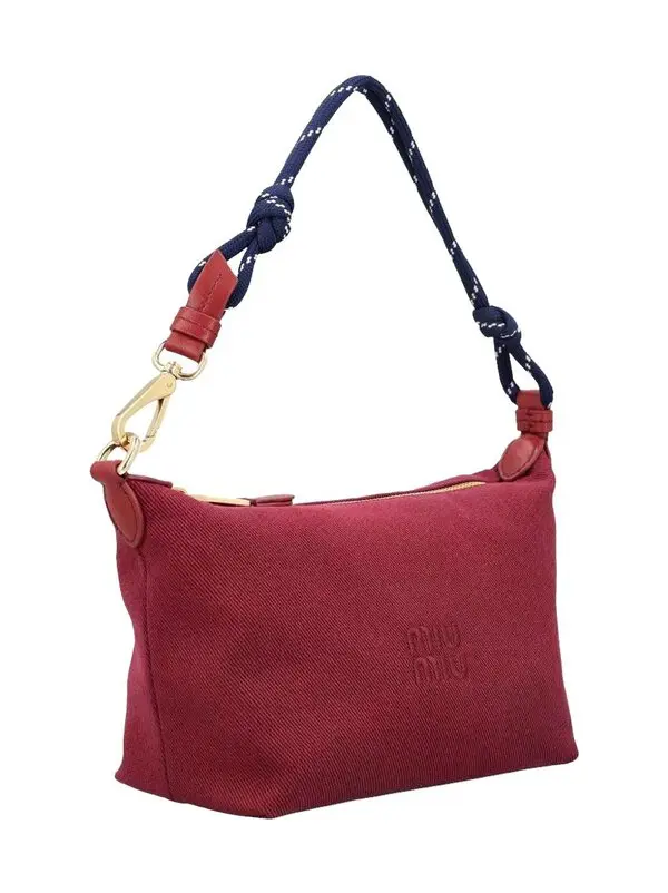 Miu Miu Gabardine Embroidered Logo Clutch Bag - Red
