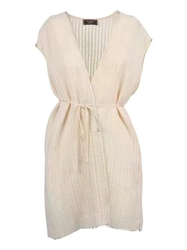 Peserico Belted Open-knit Cardigan-coat - Neutrals