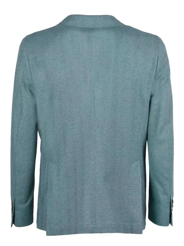 BRERA Herringbone-knit Single-breasted Blazer - Blue