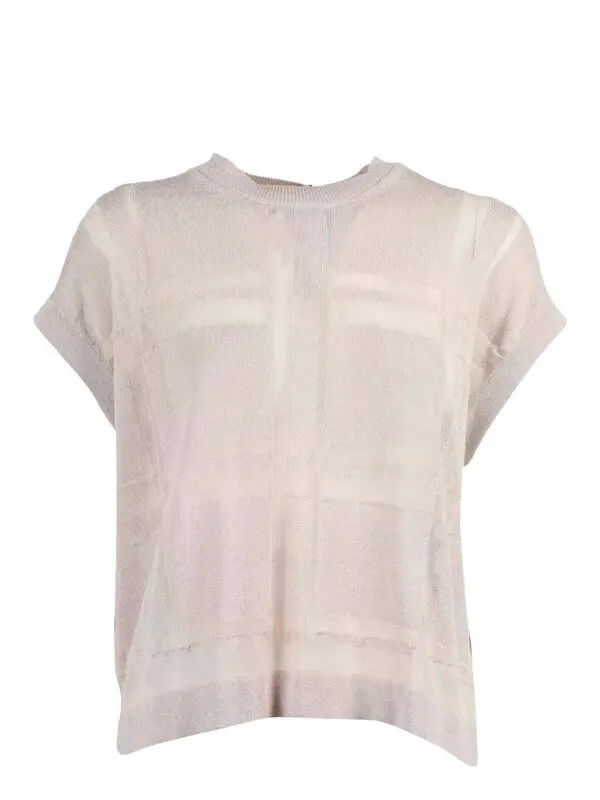 Peserico Metallic Thread Check Pattern Top - Neutrals