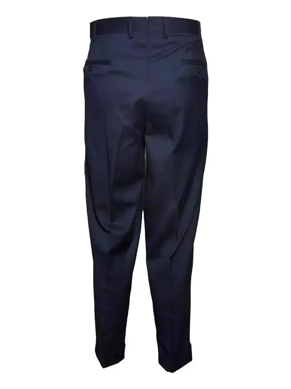 BRANDO Pleated Turn-up Trousers - Blue
