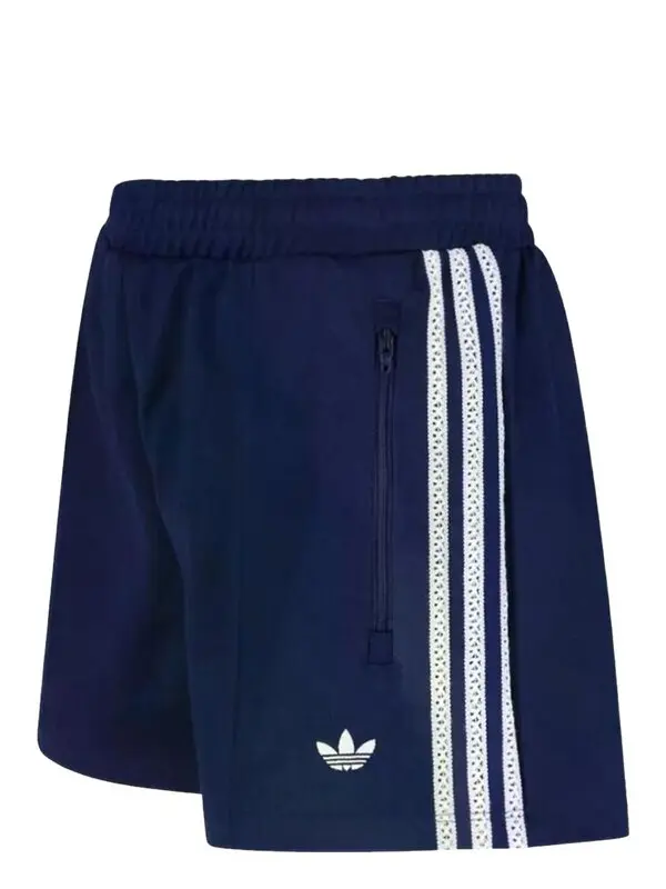 Adidas Embroidered Logo Shorts With Lace Trim - Blue