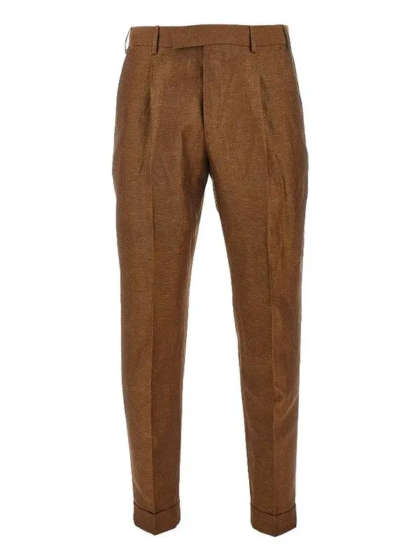 PT TORINO Rebel Fit Wool And Linen Pants - Brown