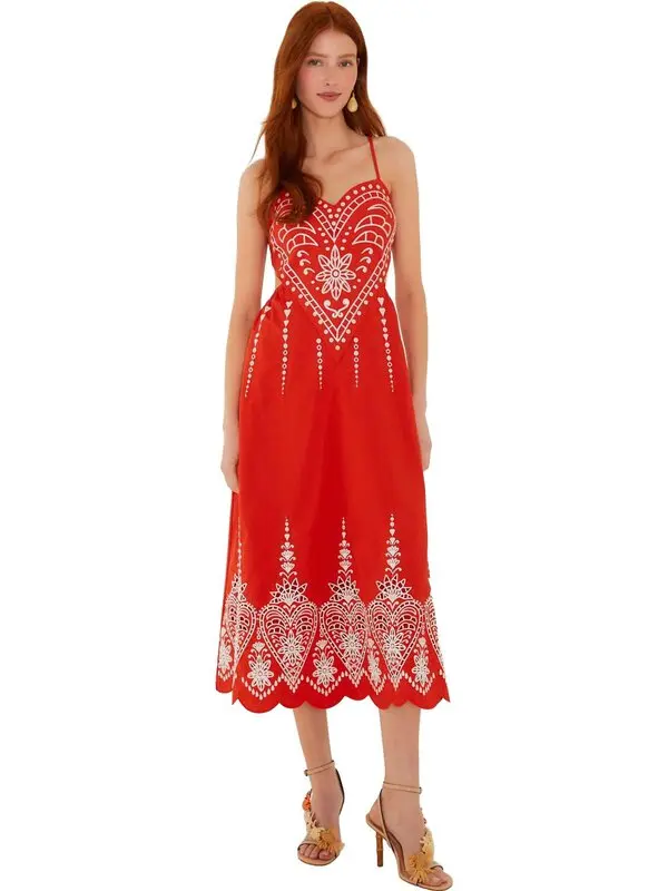 Farm Rio The Vicky Dress - Dark Red