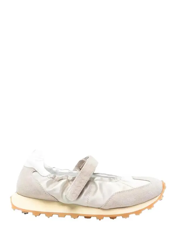 RUN OF Bambola Touch-strap Suede-panel Sneakers - Neutrals