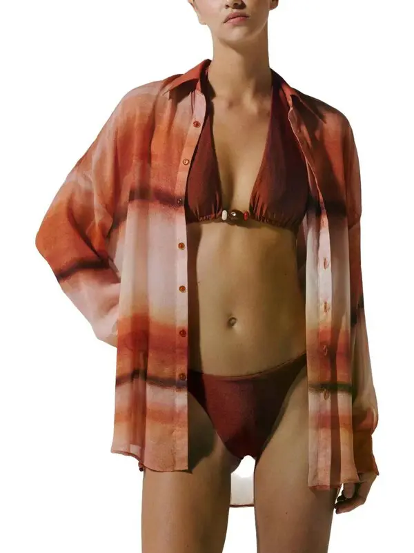 BAOBAB Long Sleeve Sheer Shirt - Orange