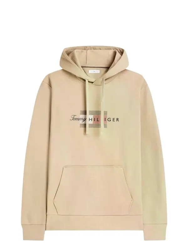 Tommy Hilfiger Logo Print Drawstring Hoodie - Neutrals
