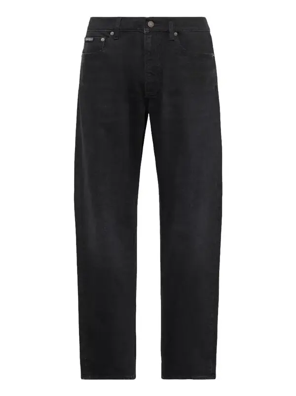 Calvin Klein Logo Patch Straight-leg Jeans - Black