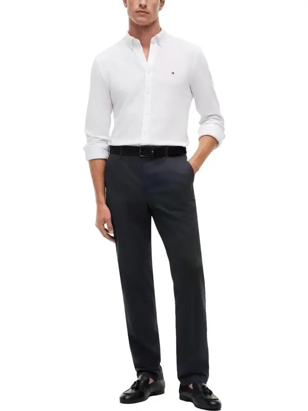 Tommy Hilfiger Straight-leg Trousers With Logo Patch - Blue