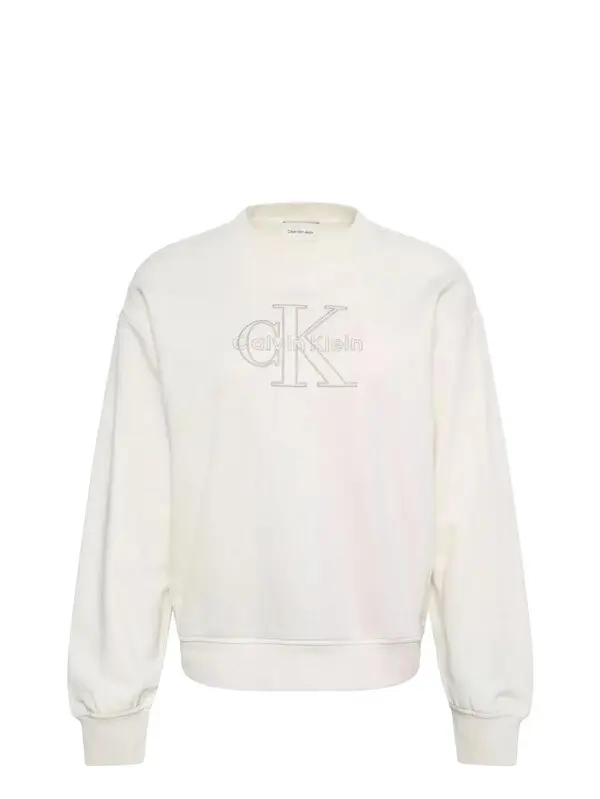 Calvin Klein Embroidered Logo Crewneck Sweatshirt - Neutrals