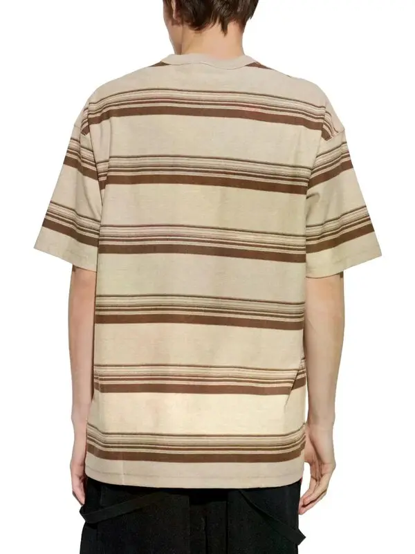 Comme Des Garçons Striped Chest-pocket T-shirt - Neutrals