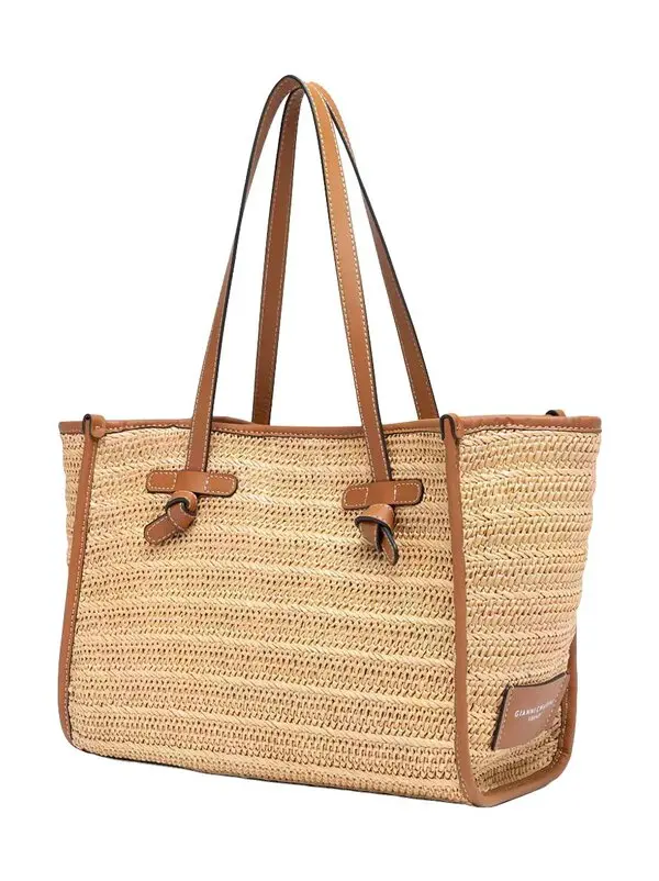 MARCELLA CLUB Woven Leather Trim Tote Bag - Neutrals