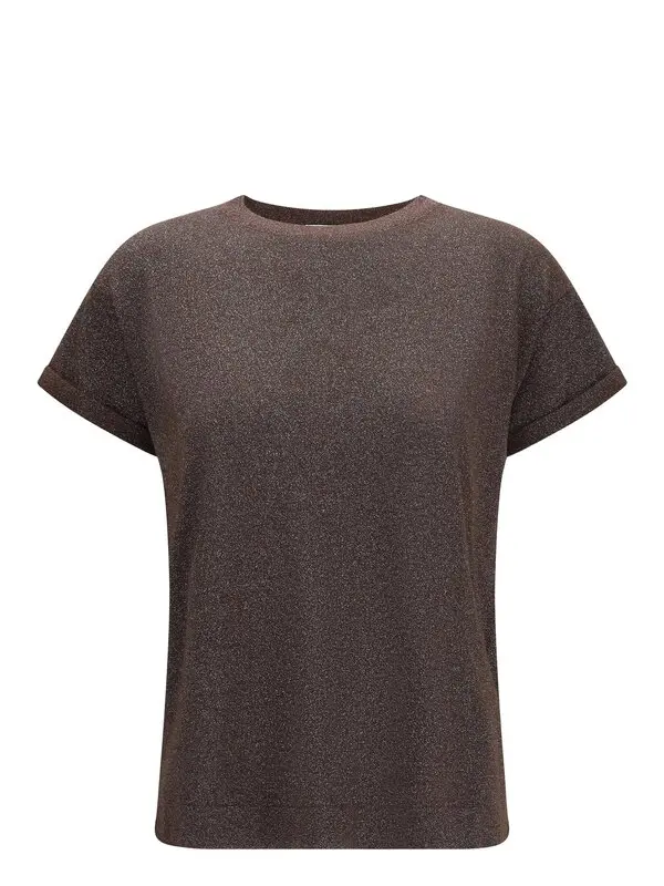 Brunello Cucinelli Cashmere Glitter T-shirt - Brown