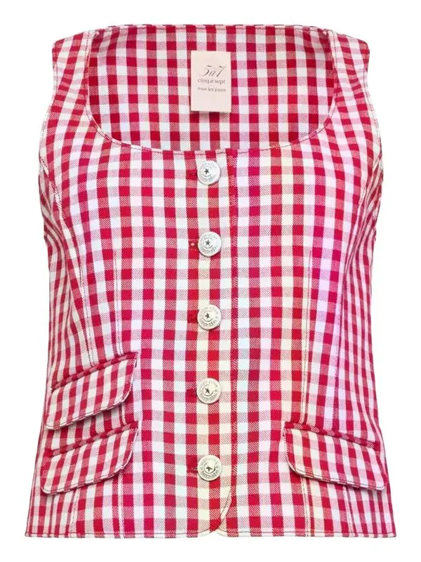 Cinq À Sept Lovina Gingham Top - Red