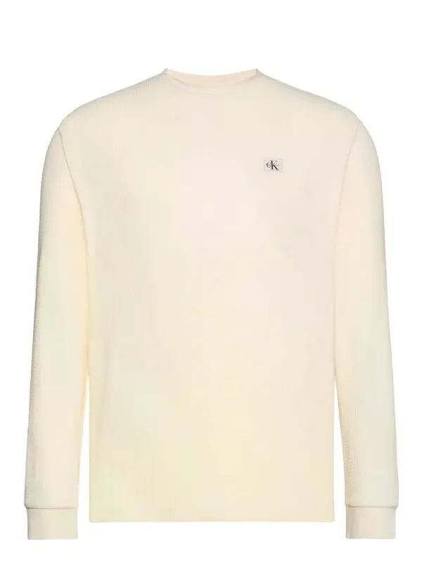Calvin Klein Waffle-knit Logo-patch T-shirt - Neutrals
