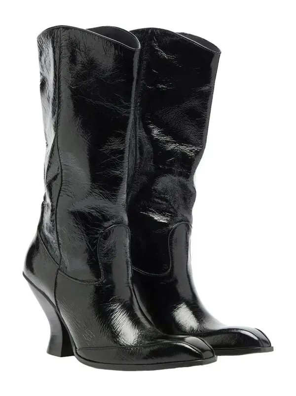 DIESEL® D-luffy Patent Leather Boots - Black