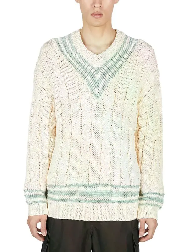 Visvim Cable-knit V-neck Sweater - Neutrals