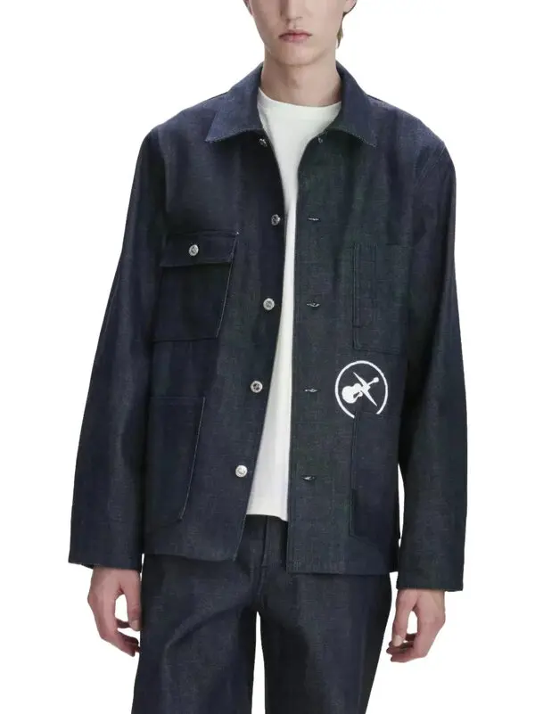 A.p.c. Logo-detail Chest-pocket Shirt Jacket - Blue