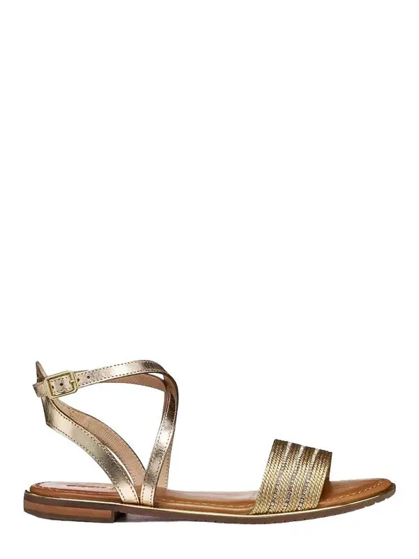 Geox Crystal-embellished Metallic Leather Sandals - Gold