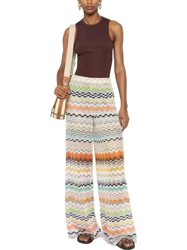 Missoni Zigzag Knit Palazzo Pants - Neutrals