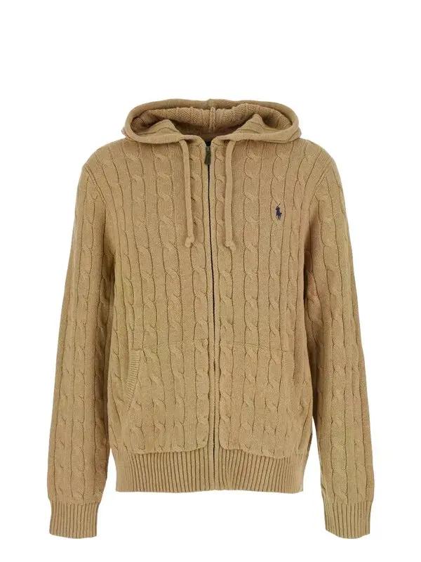 Polo Ralph Lauren Cable Knit Zip-up Hoodie - Neutrals