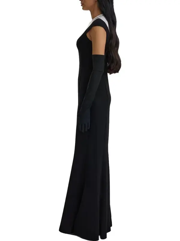 MOOS STUDIO Lace-panelled Cap-sleeve Maxi Dress - Black
