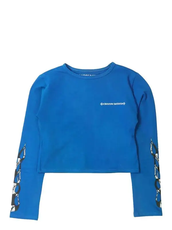 Chrome Hearts Graphic Long Sleeve Cropped T-shirt - Blue