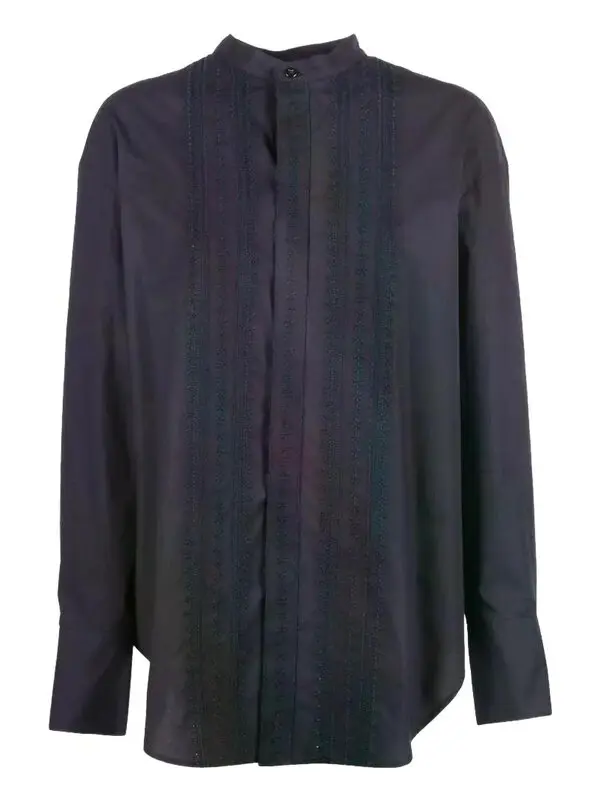 FORTE_FORTE Les Fleurs Embroidered Poplin Shirt - Blue