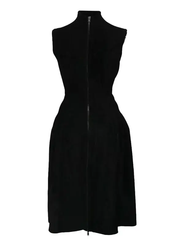 Alaïa Velvet Mock Neck Sleeveless Dress - Black