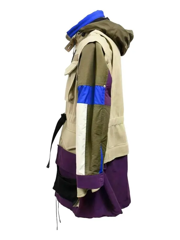 Sacai Color-blocked Melton Jacket - Neutrals